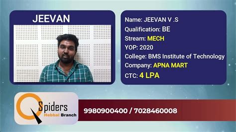successfully placed from qspiders hebbal jeevan v s youtube