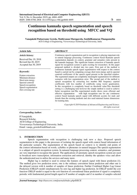 Pdf Continuous Kannada Speech Segmentation And Speech Recognition Based On Threshold Using