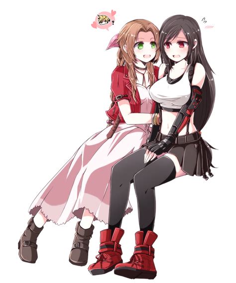 Safebooru 2girls Absurdres Aerith Gainsborough Arm Guards Arm Hug Black Hair Black Skirt Bow
