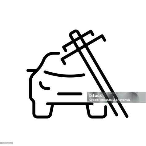 고장난 차 선 아이콘 검정 기둥이 차를 박살냈습니다 벡터 아이콘입니다 기둥에 대한 스톡 벡터 아트 및 기타 이미지 기둥 아이콘 자동차 사고 Istock
