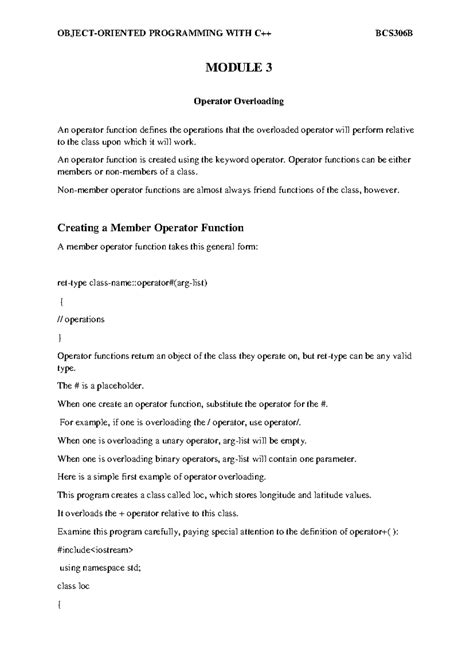 C Module 3 And 4 Csse Module 3 Operator Overloading An Operator