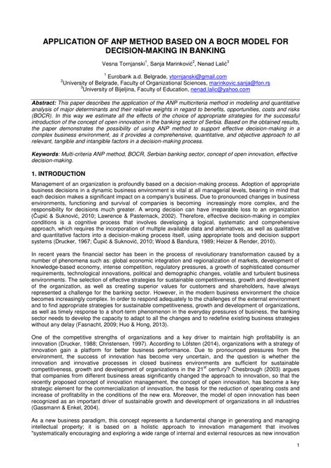 Pdf Application Of Anp Method Based On A Bocr Model For Decision