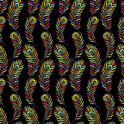 Peacock Feather Seamless Pattern Vector Stock Illustration Eps10