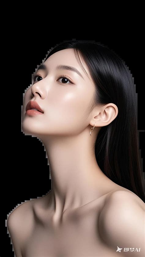 韩系女模特 五官精致 侧脸 微仰头 天鹅颈 无饰品 净清透的肌肤 模特身材 无裁切 大全景 高级感 人物完整 无裁切 半身全景 副本 花瓣网