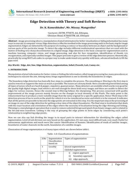 Irjet Edge Detection With Theory And Soft Reviews