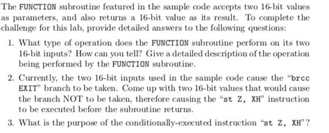 The FUNCTION Subroutine Featured In The Sample Code Chegg Com