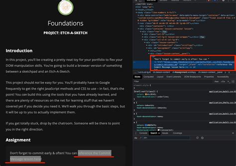 Bug Foundations Project Etch A Sketch Broken Link · Issue 23659