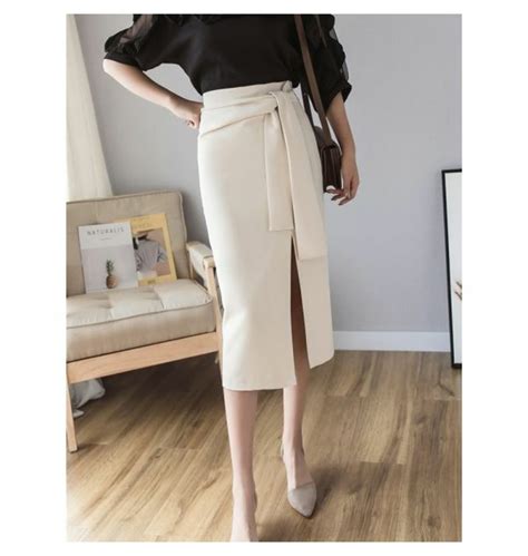 하이 웨이스트 펜슬 스커트 올 매치 미드 카프 렝스 롱 W1070 여성용 신제품 패션 오피스 스타일 우아한 2022 티몬