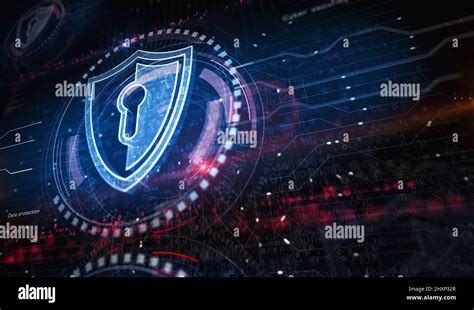 Cyber Security Network Protection And Digital Data With Shield Symbol