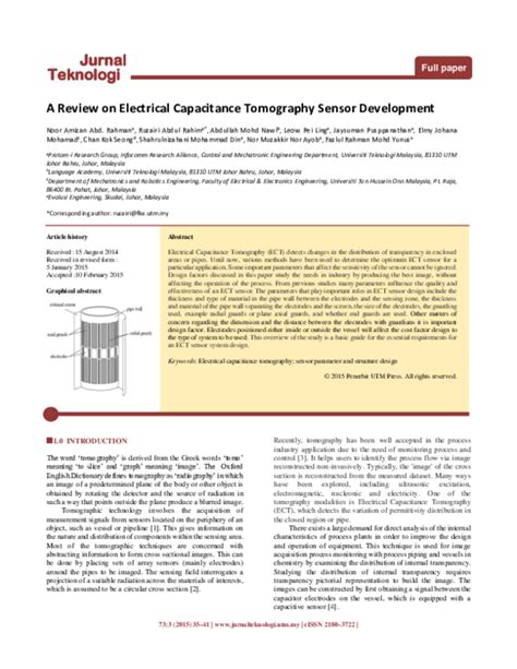 Pdf A Review On Electrical Capacitance Tomography Sensor Development