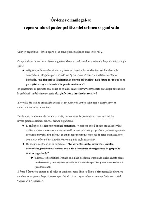 Markus Schultze Kraft Repensando El Poder Politico Del Crimen