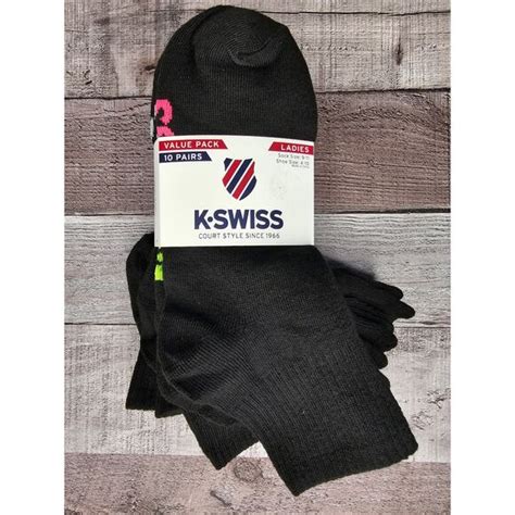 K Swiss Accessories Kswiss Pack Ladies Black Logo Ankle Socks New