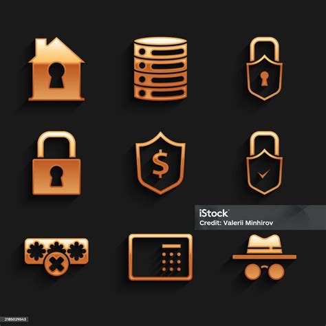 Set Shield With Dollar Safe Incognito Mode Lock And Check Mark Password Protection And House