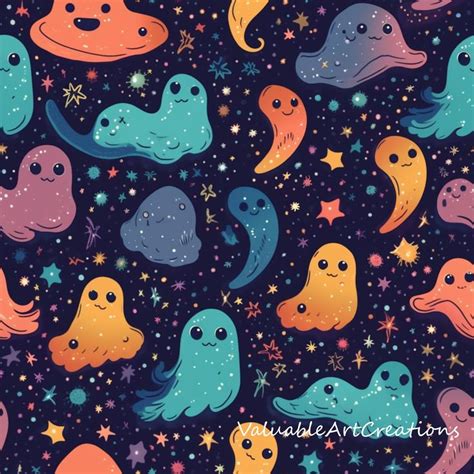 Colorful Sparkle Ghosts Seamless Pattern Cute Spooky Halloween Digital Pattern Etsy