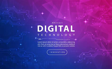 Digital Technology Banner Blue Pink Background Concept Cyber Security Technology Abstract