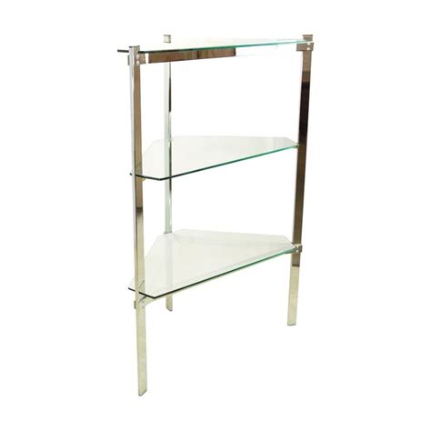Chrome And Glass Corner Shelf By Merrow Associates C1960