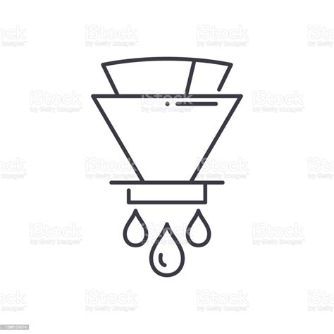 커피 드립 아이콘 선형 절연 일러스트레이션 얇은 선 벡터 웹 디자인 기호 흰색 배경에 편집 가능한 스트로크와 개요 개념 기호