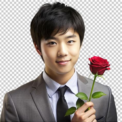 A Male Holding A Red Rose Premium Ai Generated Psd