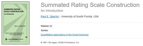 Summated Rating Scale Construction Paul Spector