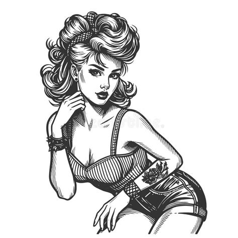Retro Pin Up Girl With Bold Hairstyle Vector Stock Vector