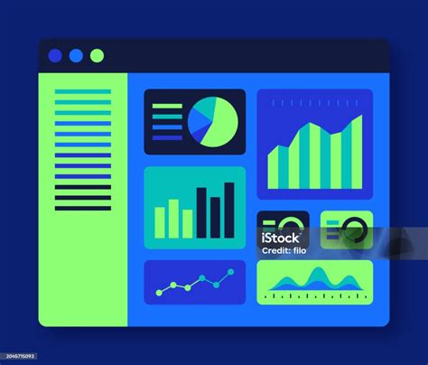 Data Statistics Analysis Dashboard Charts Graphs Blue Software Window