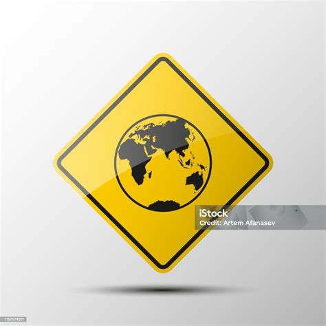 世界地圖圖示黃色鑽石路標 黑色邊框 白色背景上為地球半球圖像非洲 歐亞大陸 澳大利亞大陸圖示插圖向量圖形及更多世界地圖圖片 Istock