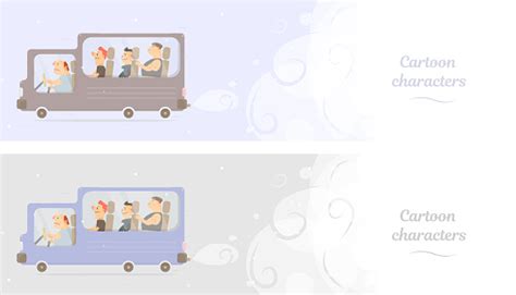 재미 있는 버스 웹 배너 또는 책자입니다 재미 있는 캐릭터 교통에 대한 스톡 벡터 아트 및 기타 이미지 교통 귀여운 도시 Istock