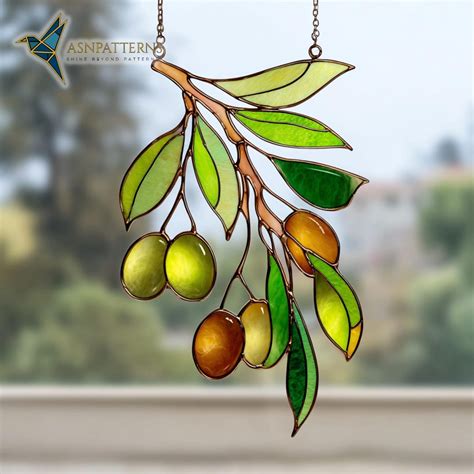 Olive Branch Stained Glass Pattern Olive Branch Suncatcher Stained