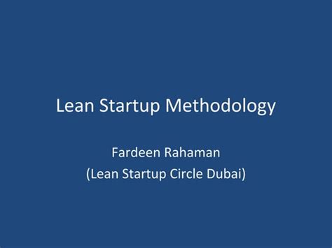 Lean Startup Methodology Ppt