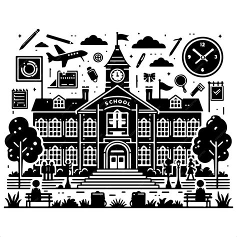Vector De Escuela Vector De Silueta De Escuela Ilustración De La Escuela Elementos De La Escuela