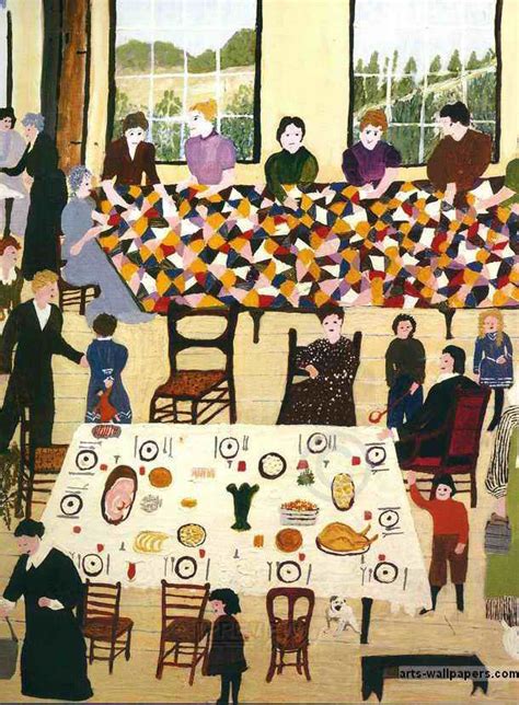Quilting Bee 1950 Grandma Moses Naive Art Poster Art
