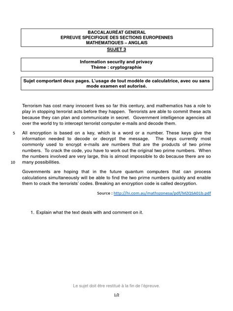 sujet 3 cryptography pdf encryption cryptography