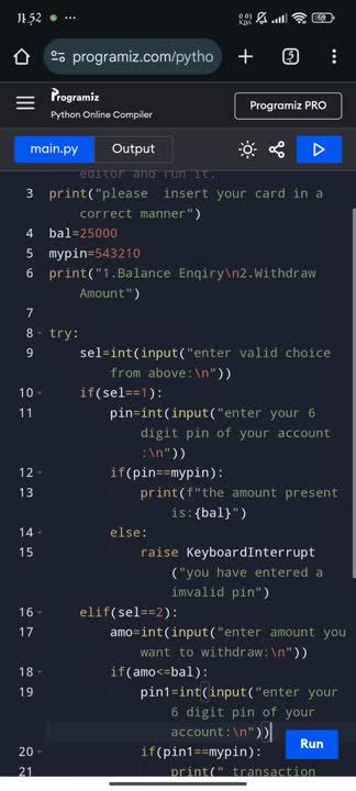 Bhanusree Batchu On Linkedin Python Program For Simple Atm Application Successfully Executed