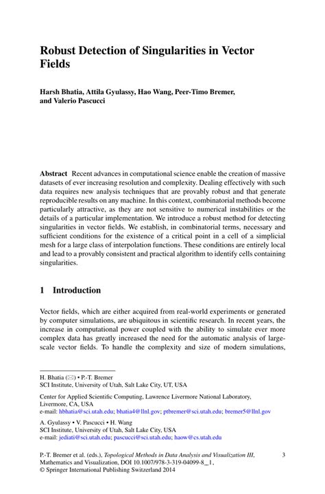 Pdf Robust Detection Of Singularities In Vector Fields