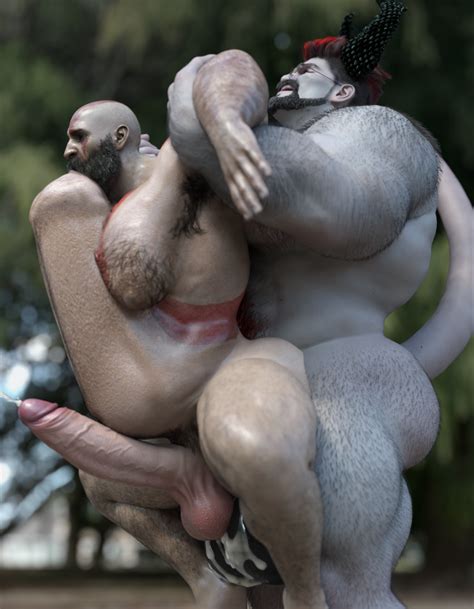 Rule 34 Abdominal Bulge Bald Bald Man Bara Beard Big Chest Big Dom