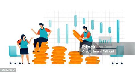 동전이 층층이 쌓인 은유로 투자 기반을 구축하는 작업 공간 그림 포스터 템플릿 배너 표지 전단지 브로셔에 사용할 수 있습니다 개념에 대한 스톡 벡터 아트 및 기타 이미지