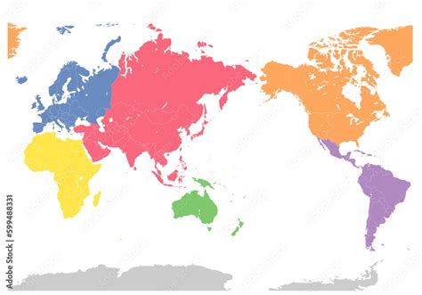 世界地図州大陸境界線あり Stock Vector Adobe Stock