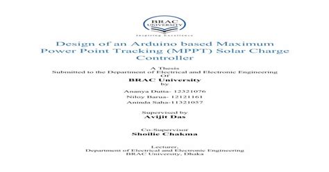 Design Of An Arduino Based Maximum Power Point Tracking · Design Of