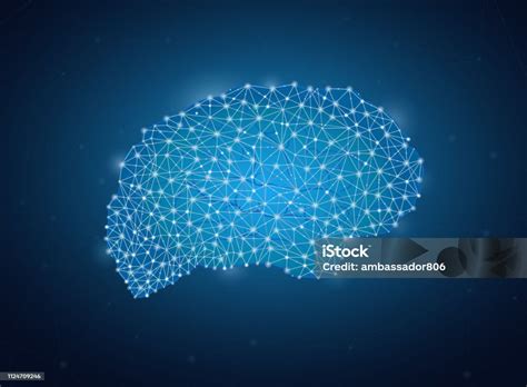 뇌 모양 비즈니스 네트워크 Blockchain 산업 개념 다각형 메쉬 그래픽 미래 배경 벡터 3차원 형태에 대한 스톡 벡터 아트 및 기타 이미지 Istock