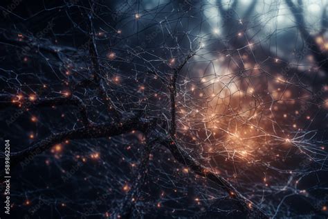 Neurons Activity Synapses And Axones Transmitting Electrical Signals Ai Generative Stock