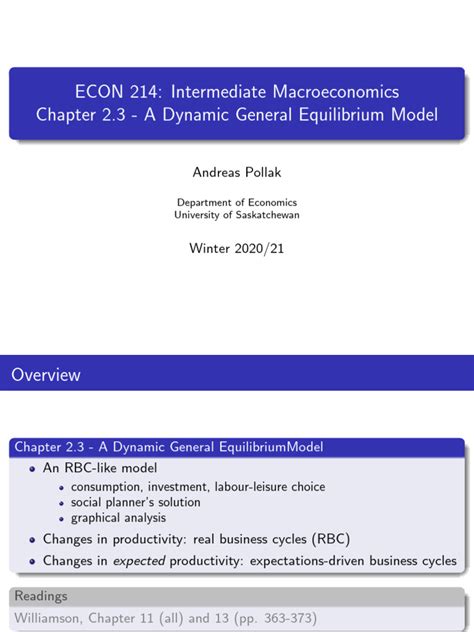 23 A Dynamic General Equilibrium Model Script Pdf Business Cycle Macroeconomics