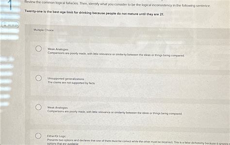 Solved Review The Common Logical Fallacies Then Identify Chegg