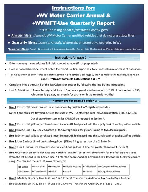Download Instructions For Form Wvmft Use Motor Carrier Annual