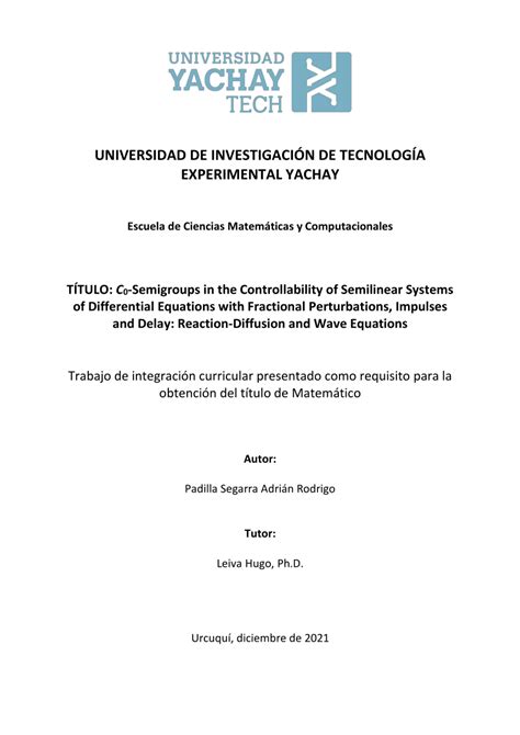 Pdf C0 Semigroups In The Controllability Of Semilinear Systems Of Differential Equations With