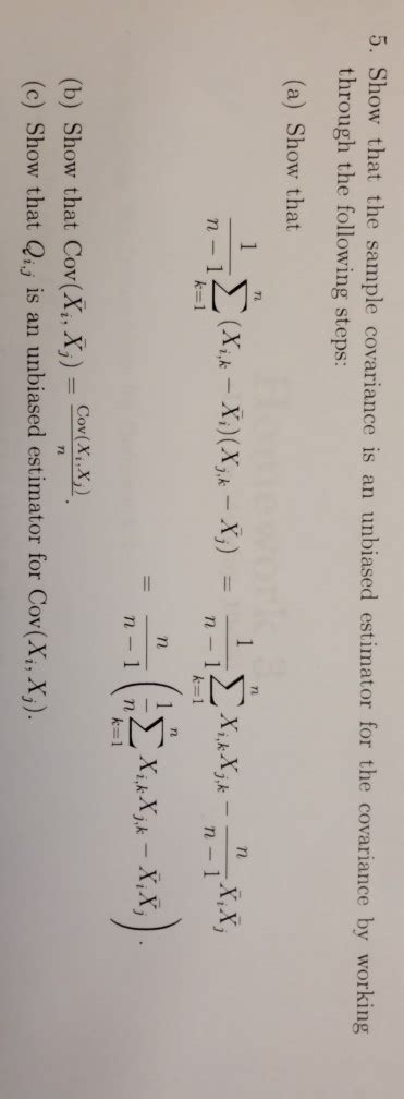 5 Show That The Sample Covariance Is An Unbiased