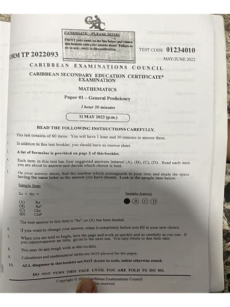 Mayjune 2022 Csec Maths Paper 1 Pdf