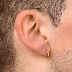 Small 18k Gold Hoop Earrings Mens Hoop Earrings Thin Gold Huggie Hoop