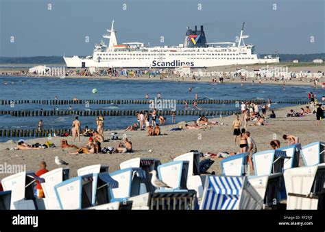 Beach At The Baltic Sea Resort Town Of Warnemuende Scandinavian Ferry