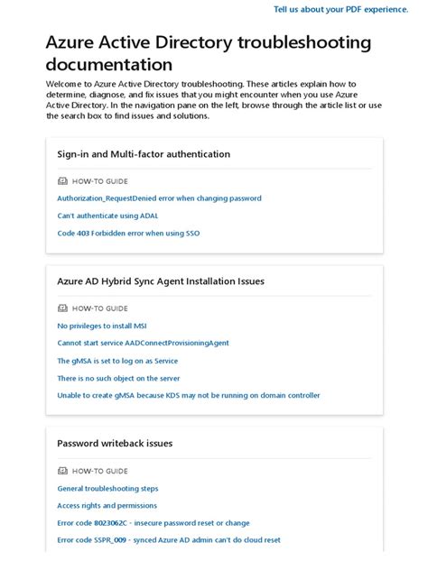 Troubleshoot Azure Active Directory Pdf Active Directory Proxy Server