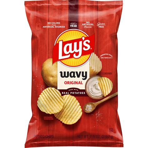 Lays Wavy Original Flavor Potato Chips Perfect For Dipping Gluten